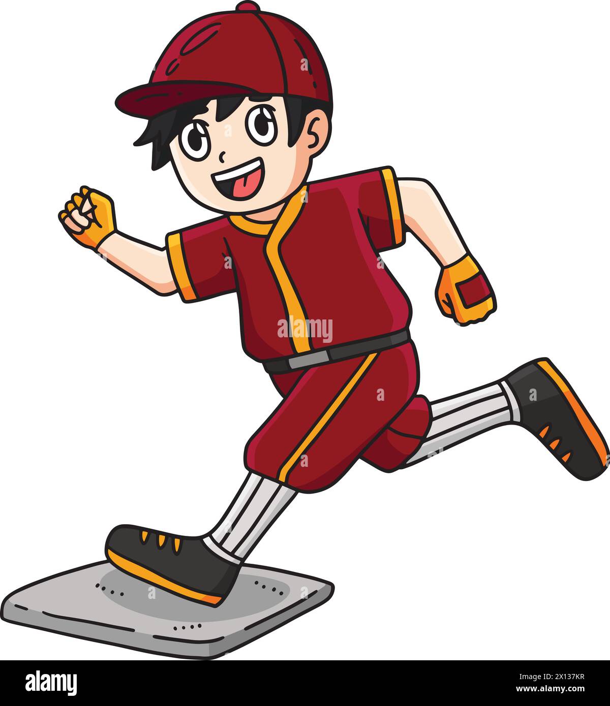 Baseball Boy Reaching Base Cartoon Colored Clipart Stock Vector Image ...