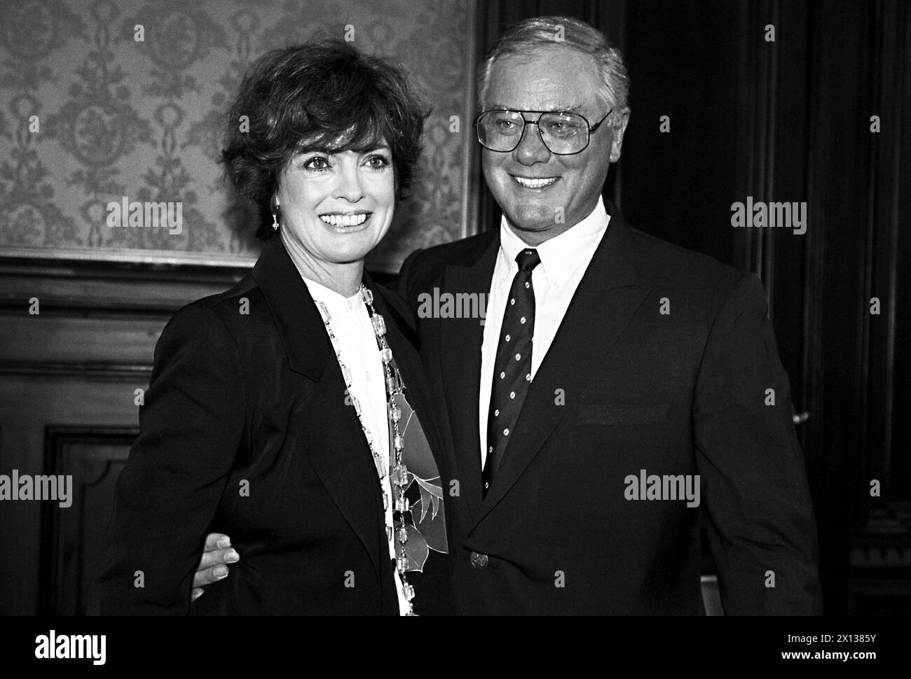 Linda Gray And Larry Hagman Known From The Series Dallas Captured On June 3rd 1991