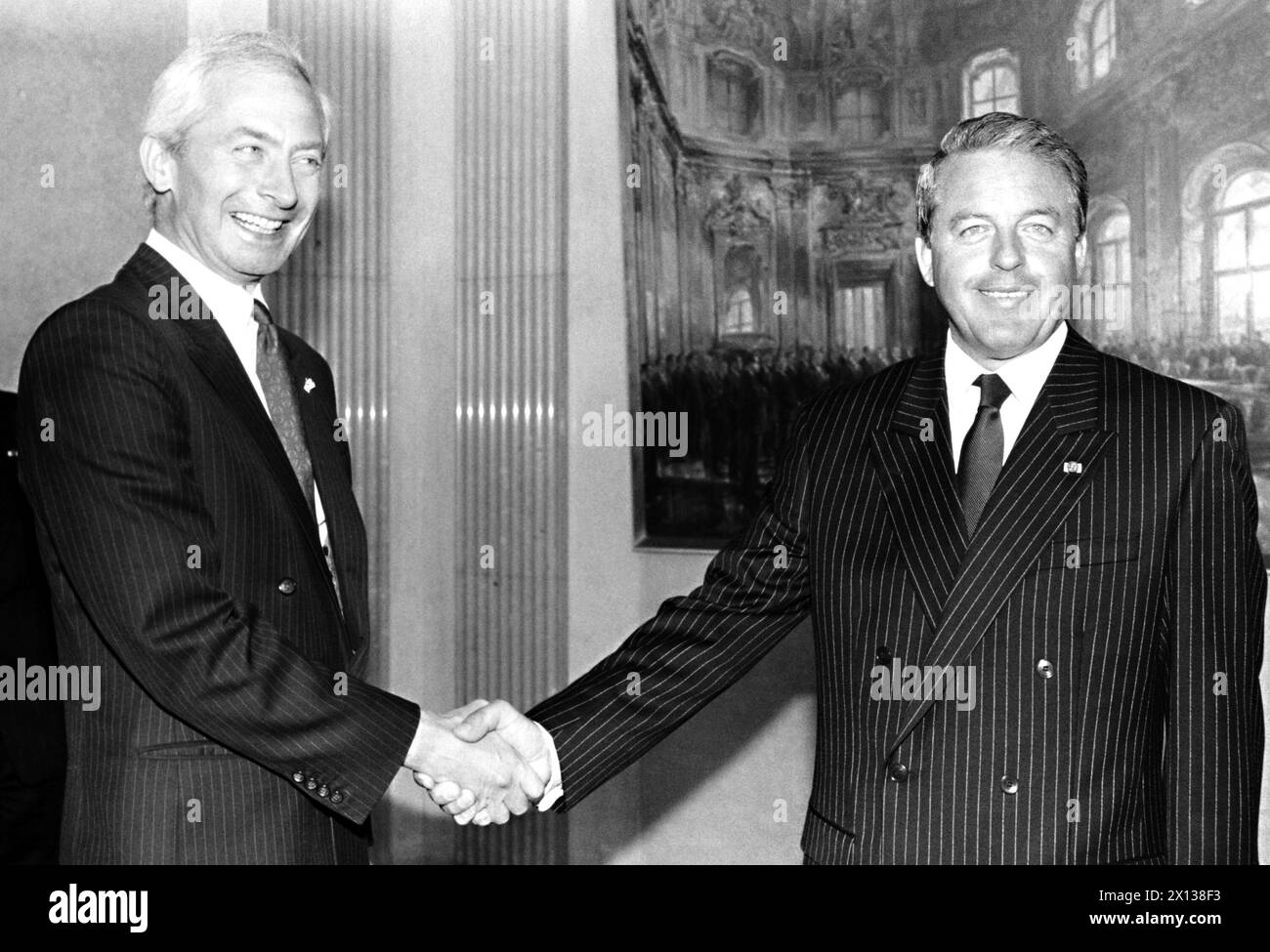 Austrian Chancellor Franz Vranitzky (right) meets Prince Hans-Adam of ...