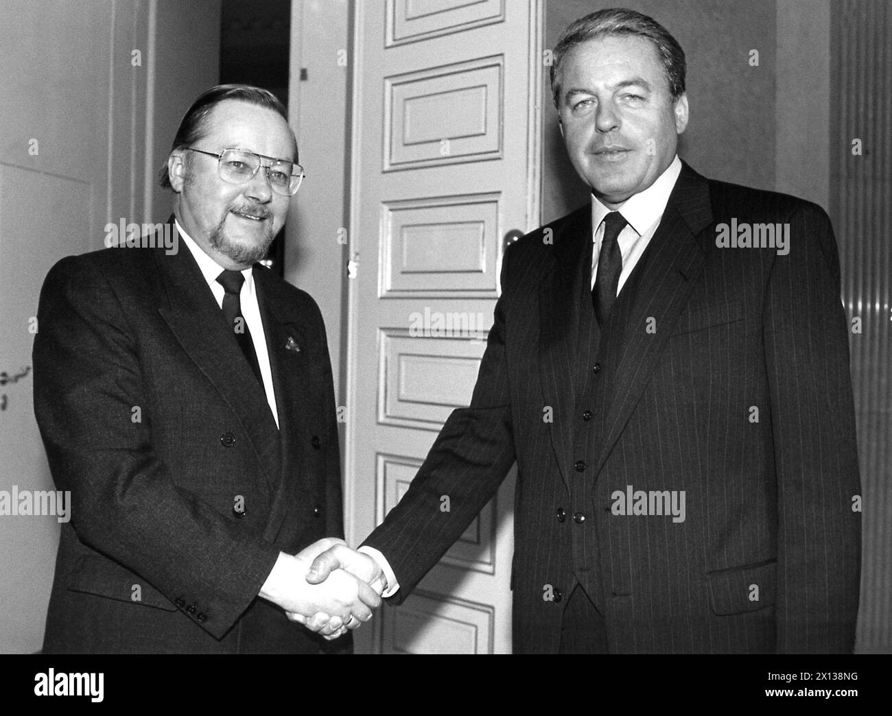 On November 7th 1991 Austrian Federal Chancellor Franz Vranitzky (right ...