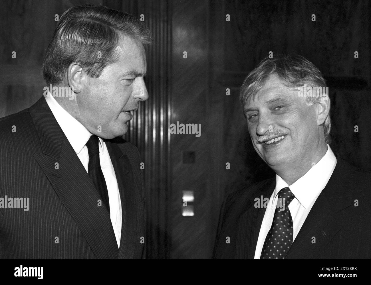 Austrian Federal Chancellor Franz Vranitzky (left) and the Czech Former ...