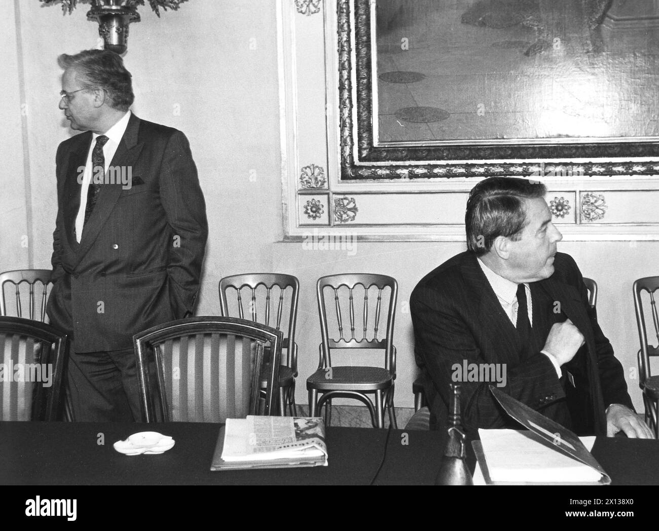 Austrian chancellor Franz Vranitzky and vice chancellor Erhard Busek on ...