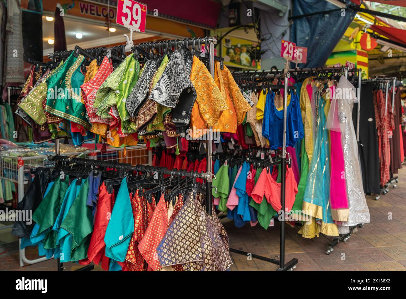 Colorful Indian costumes selling in front of the boutique shop in ...