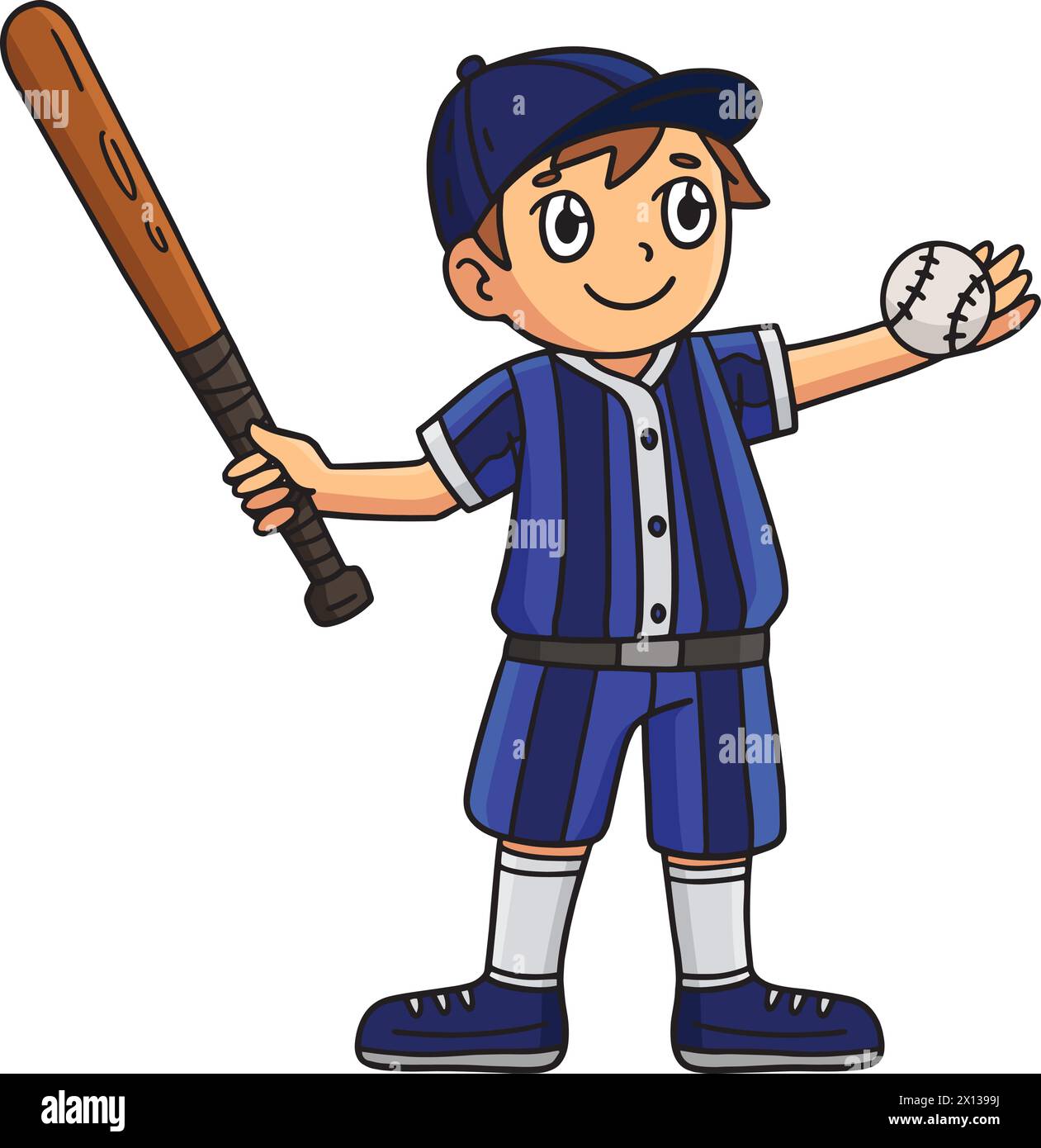 Boy with a Baseball Bat Cartoon Colored Clipart Stock Vector Image ...