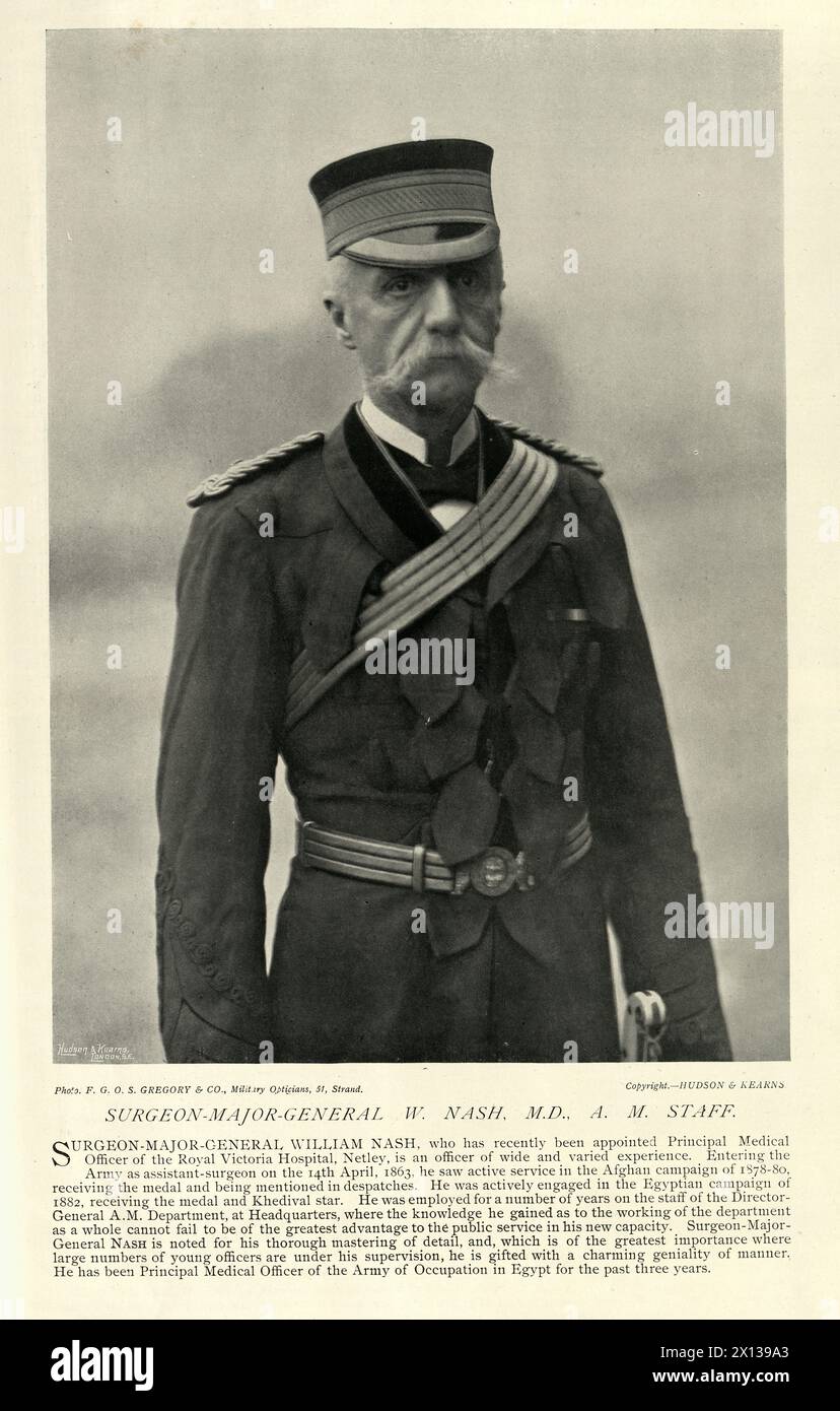 Vintage picture, Surgeon Major General William Nash, British Army Medical Department, Victorian ...