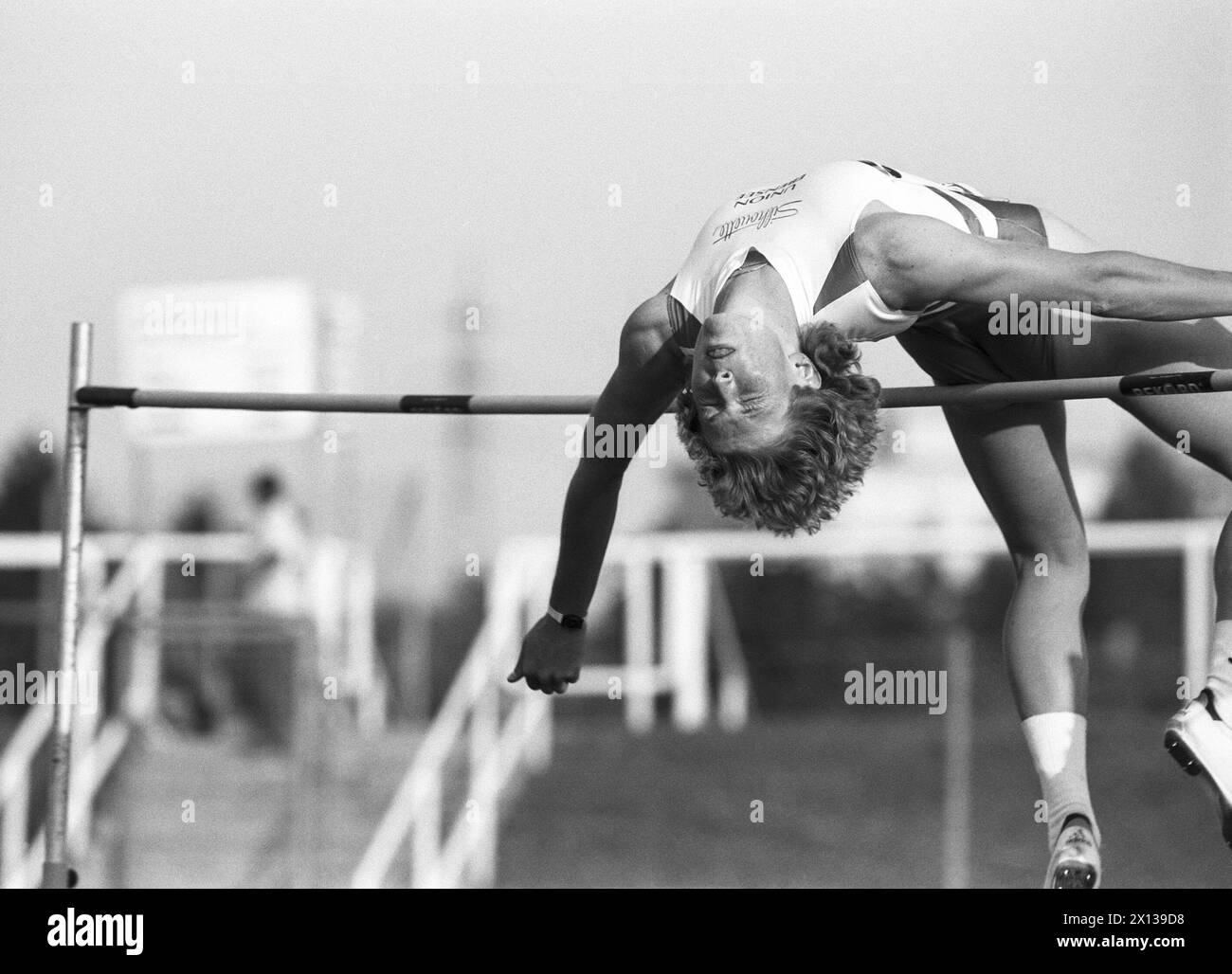 Austrian athlete Sigrid Kirchmann high jumping at the Schwechater ...