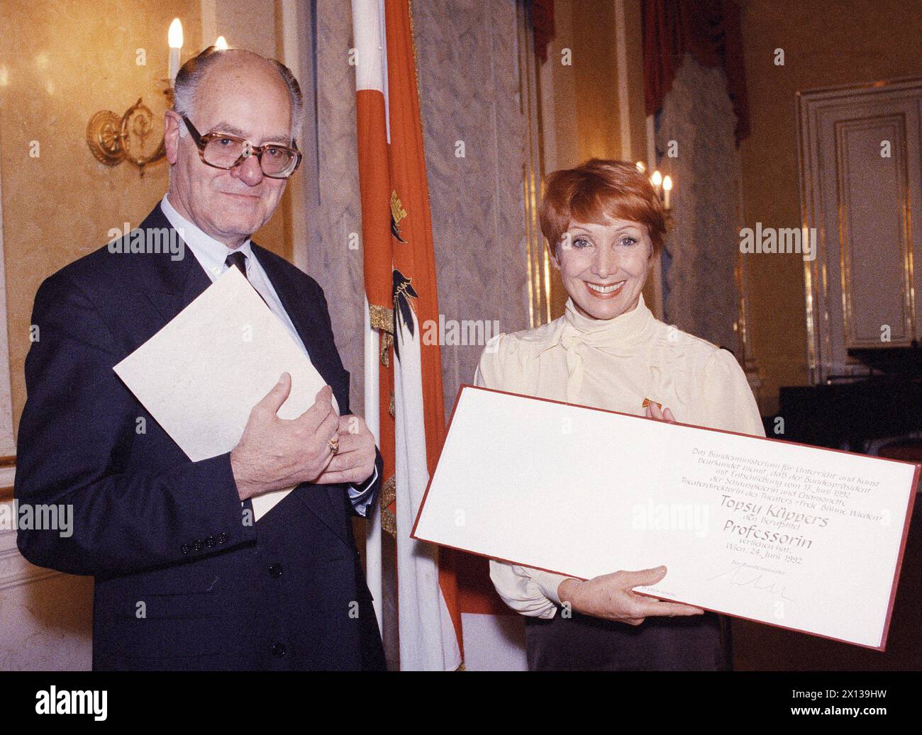 Austrian actress and singer Topsy Kueppers was awarded with the ...