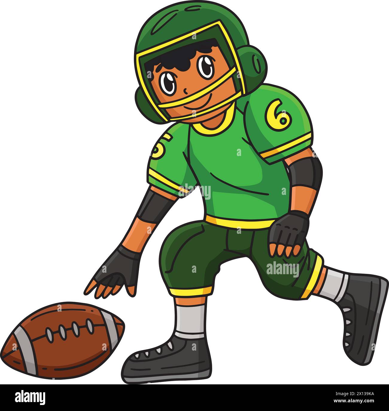 American Football Player Picking Up Ball Clipart Stock Vector Image ...