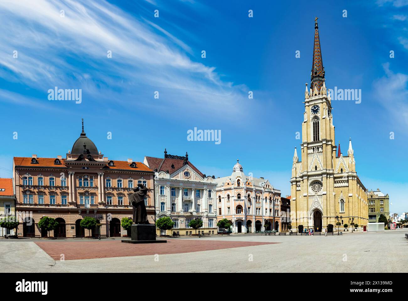 Freedom square and catholic cathedral in Novi Sad. Serbia Stock Photo ...