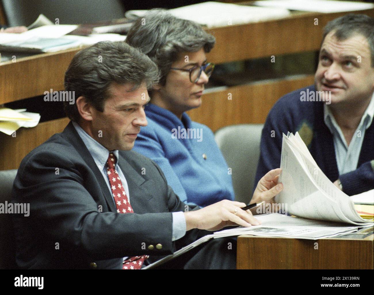 Joerg Haider, Heide Schmidt and Herbert Haupt in Austria's Parlament on ...