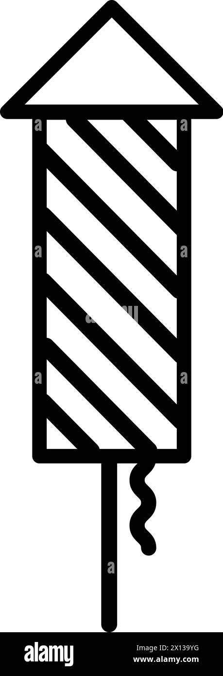 Rocket firecracker fireworks with wick, birthday party symbol. Outline ...