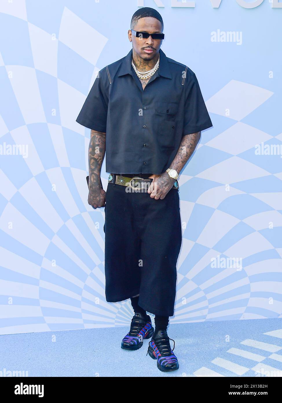 PALM SPRINGS, RIVERSIDE COUNTY, CALIFORNIA, USA - APRIL 13: YG arrives ...