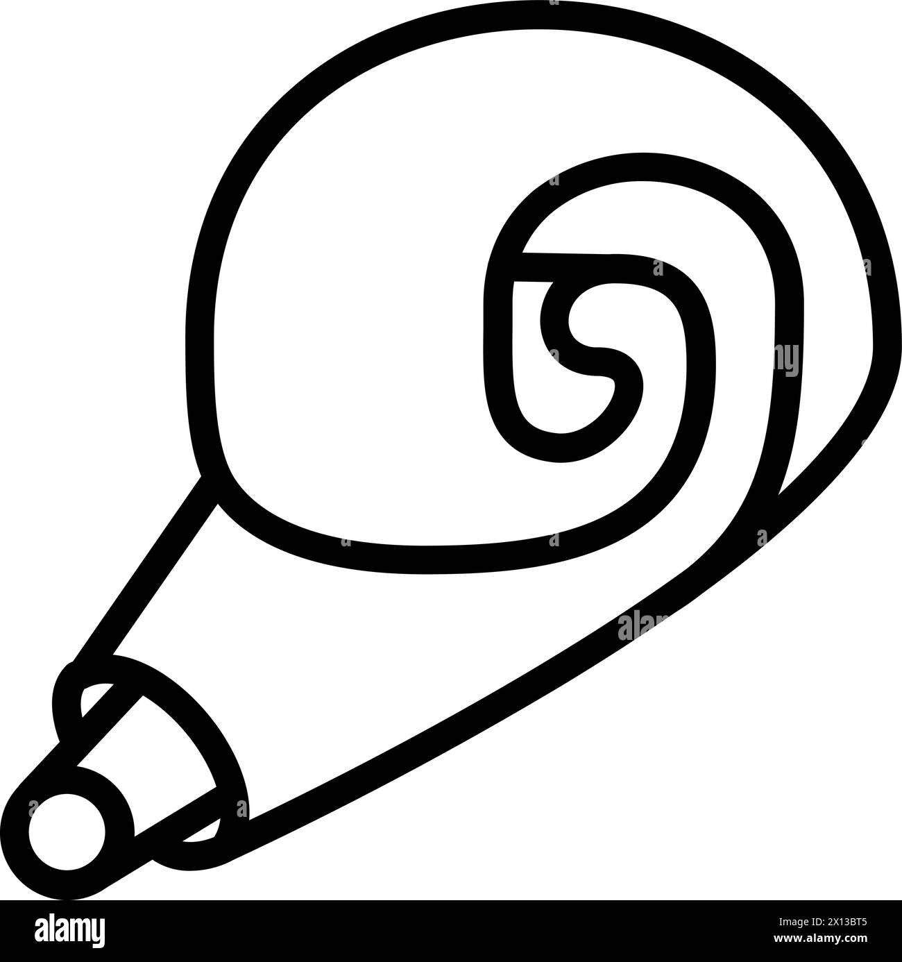 Flute toy noisemaker unfolding into spiral, birthday party symbol ...