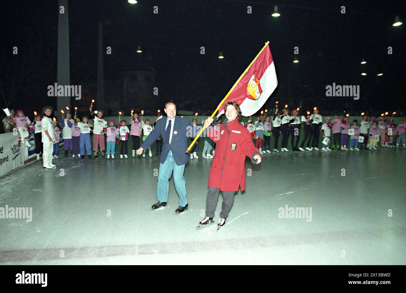 Baden on February 28th 1994: About 2.000 people welcome speed skater ...