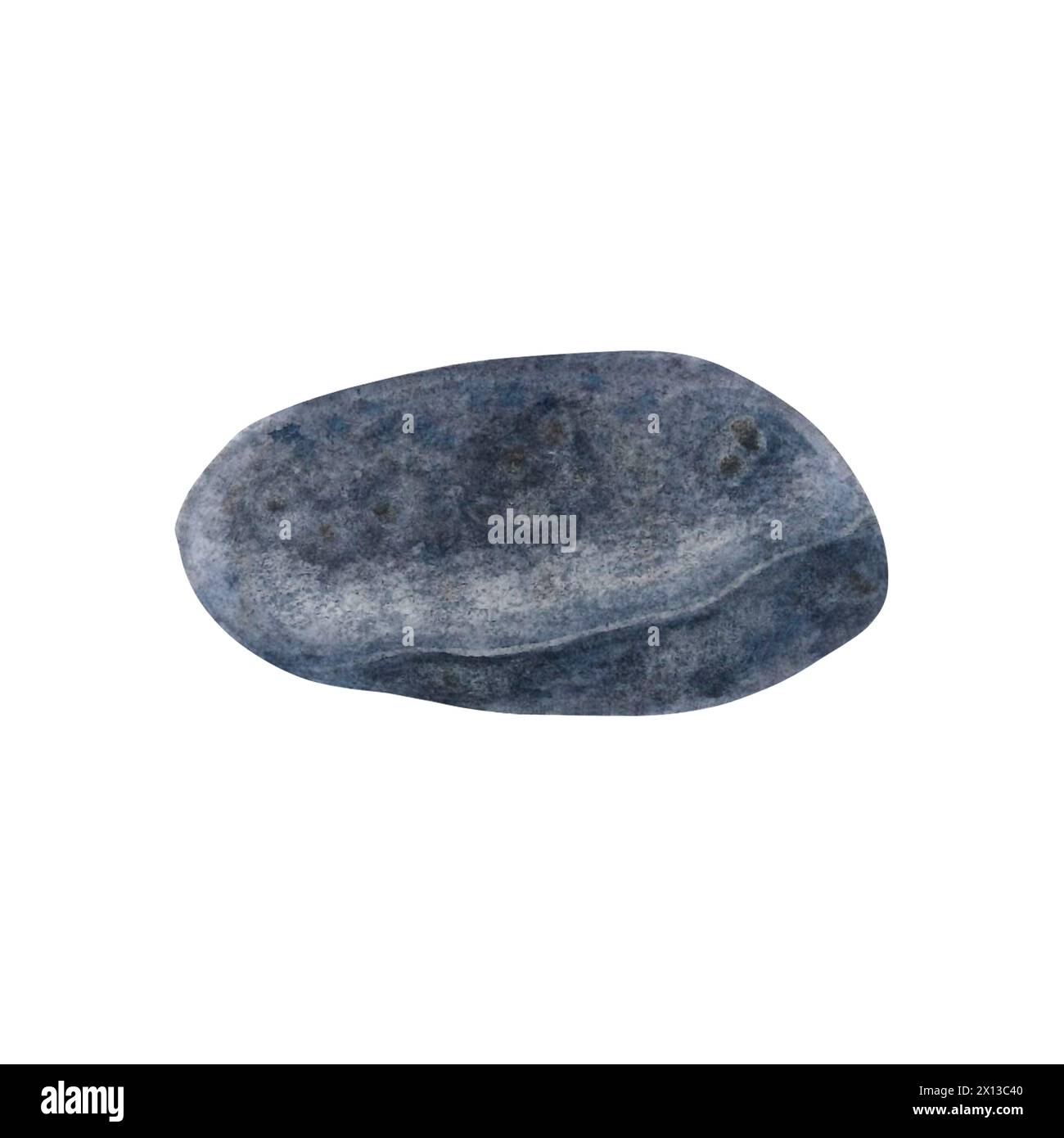 Sea stone. Hand drawn watercolor illustration with Pebble on isolated ...