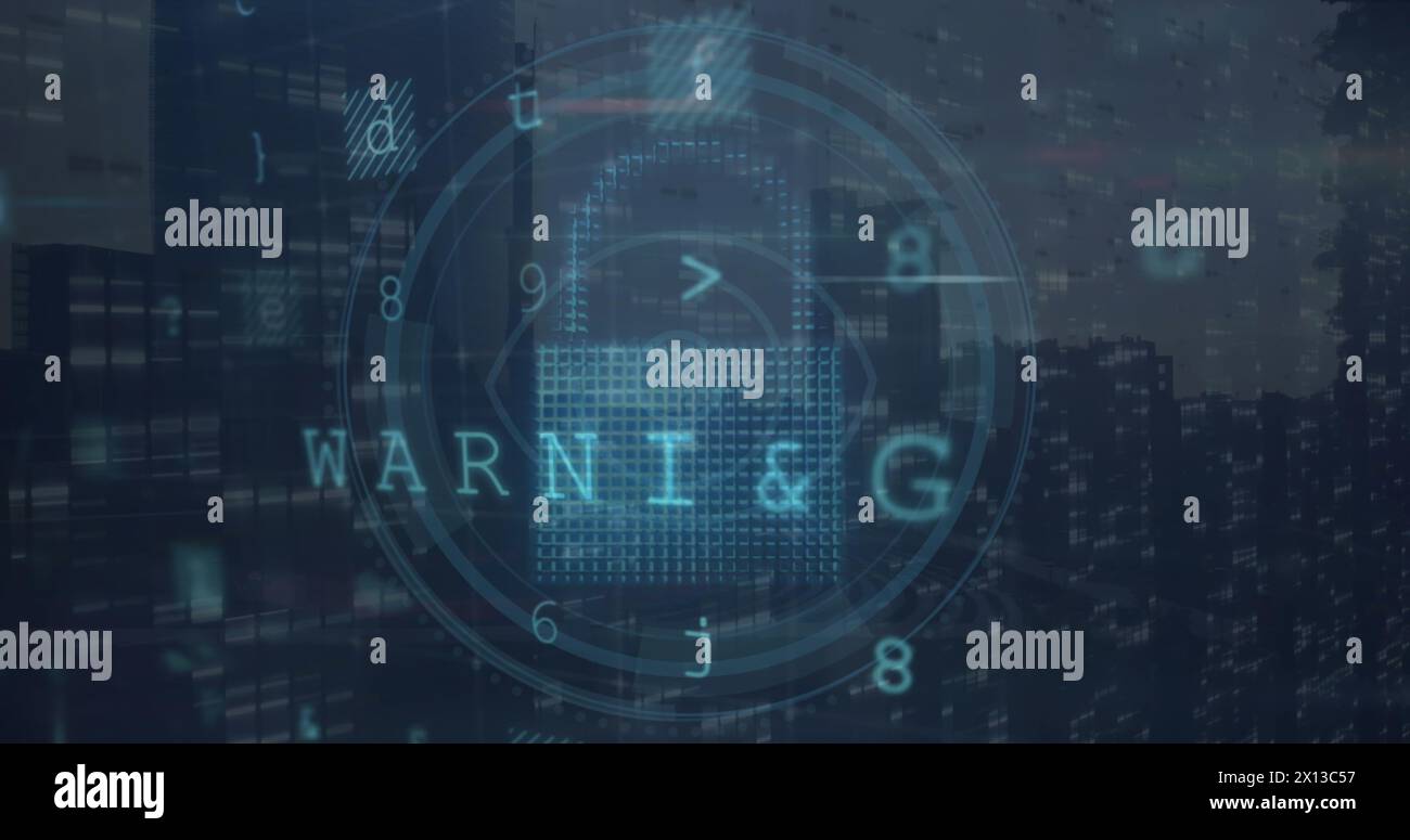 Image of multiple texts, shield, cloud, letters, numbers, symbols over bars on blue background ...