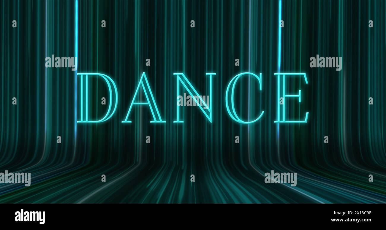 Image of dance text over light trails on black background Stock Photo ...