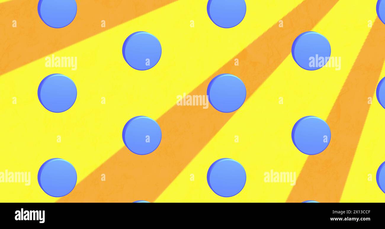 Image of blue circles repeated over stripes on orange background Stock ...