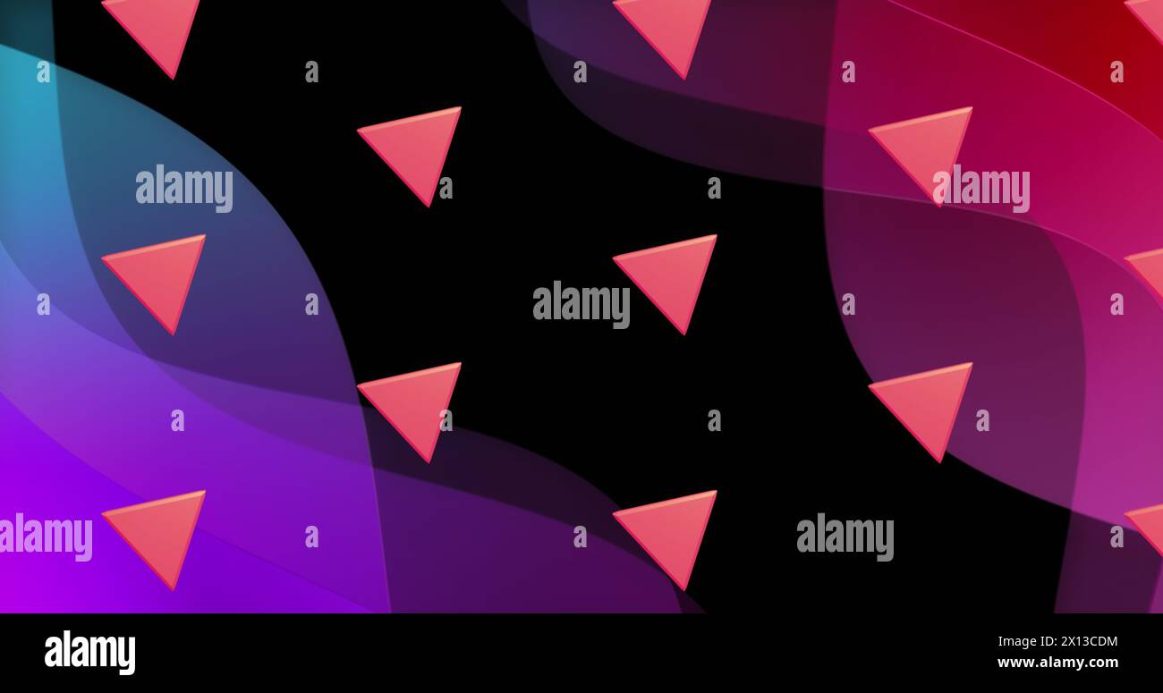 Image of colourful shapes repeated on black background. Abstract ...