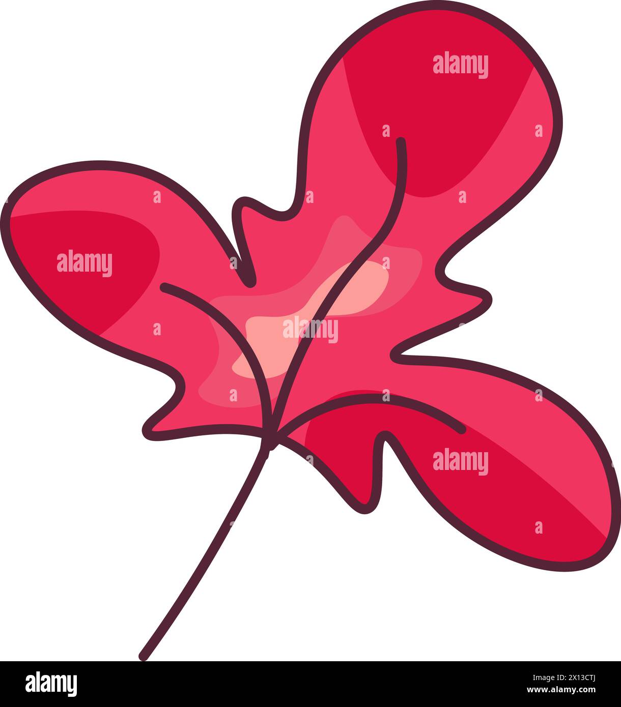 Autumn fading tree leaf foliage stroked illustration. Tree leaf ...