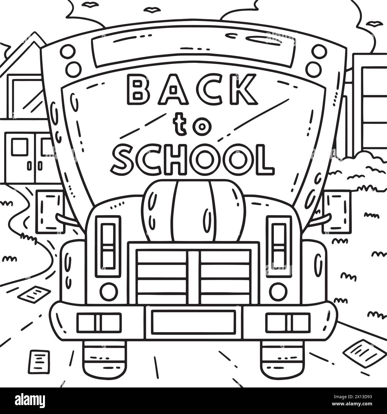First Day Of School Back To School Bus Coloring Stock Vector Image And Art Alamy