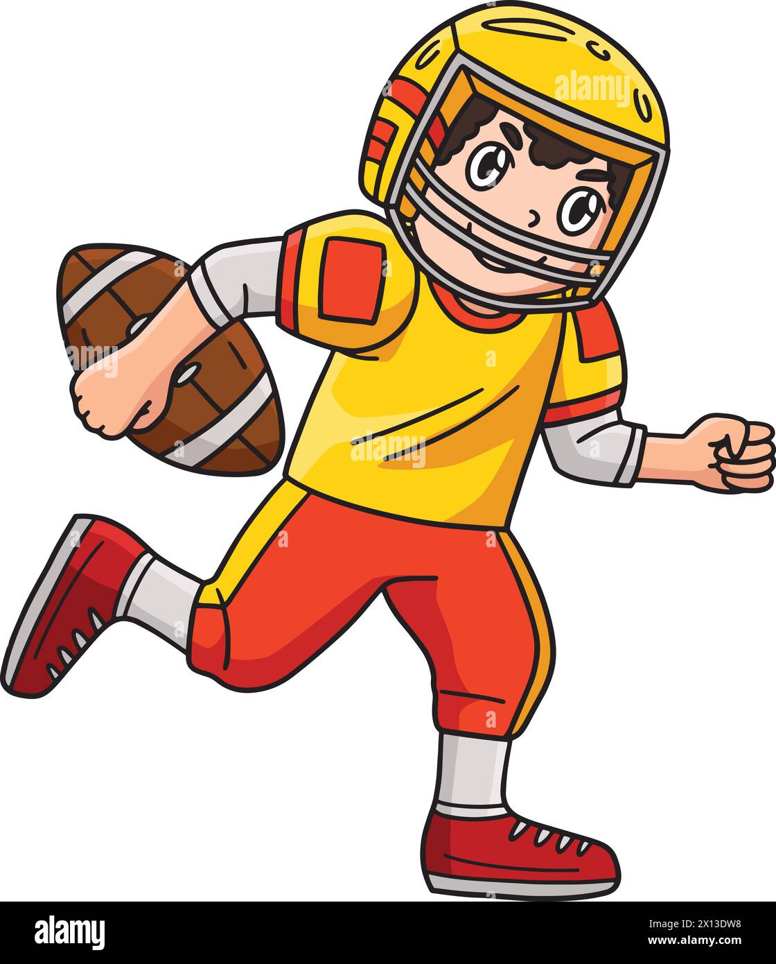 American Football Player Cartoon Colored Clipart Stock Vector Image ...