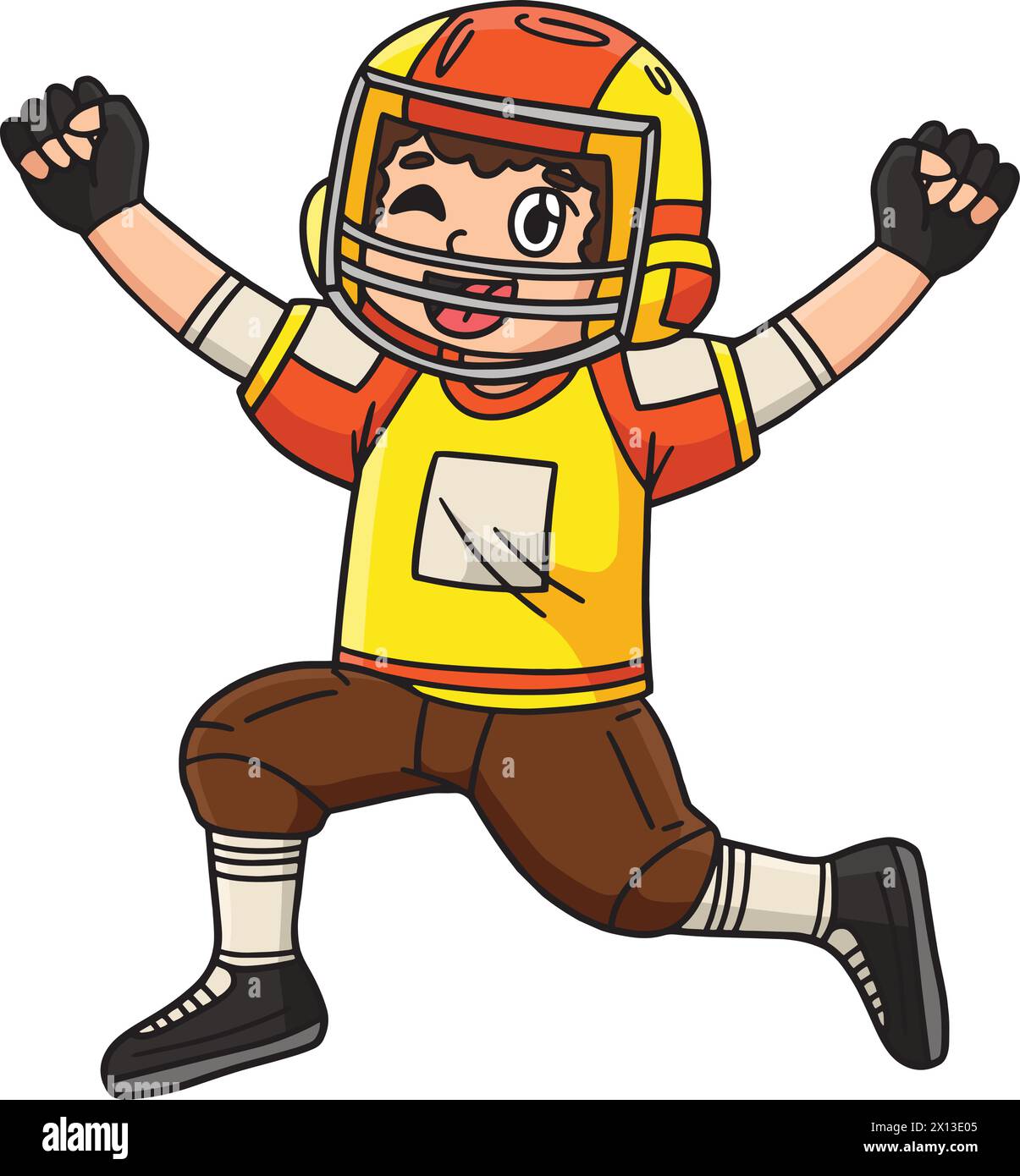American Football Player Jumping Victory Clipart Stock Vector Image ...