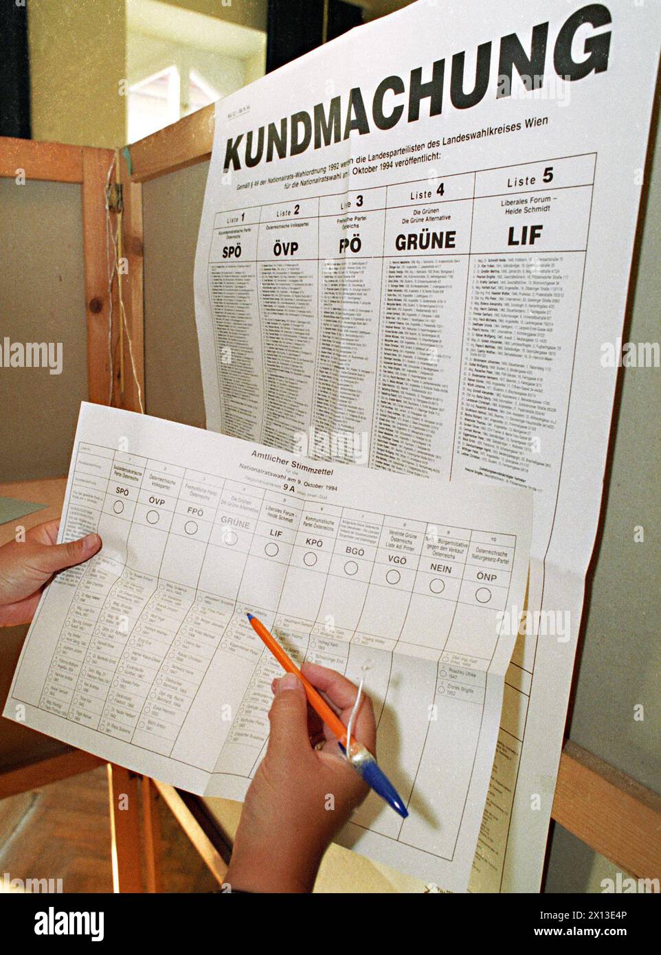 Vienna on October 9th 1994: The new ballots for the parliamentary ...