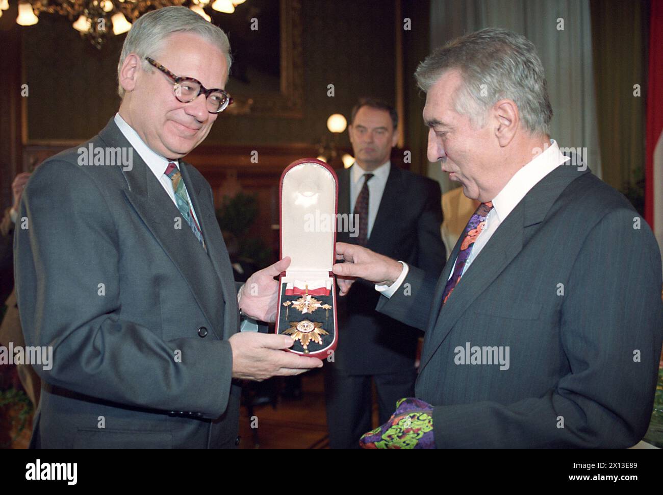 Vienna on October 24th 1994: Vienna's mayor Helmut Zilk (r., SPOE ...
