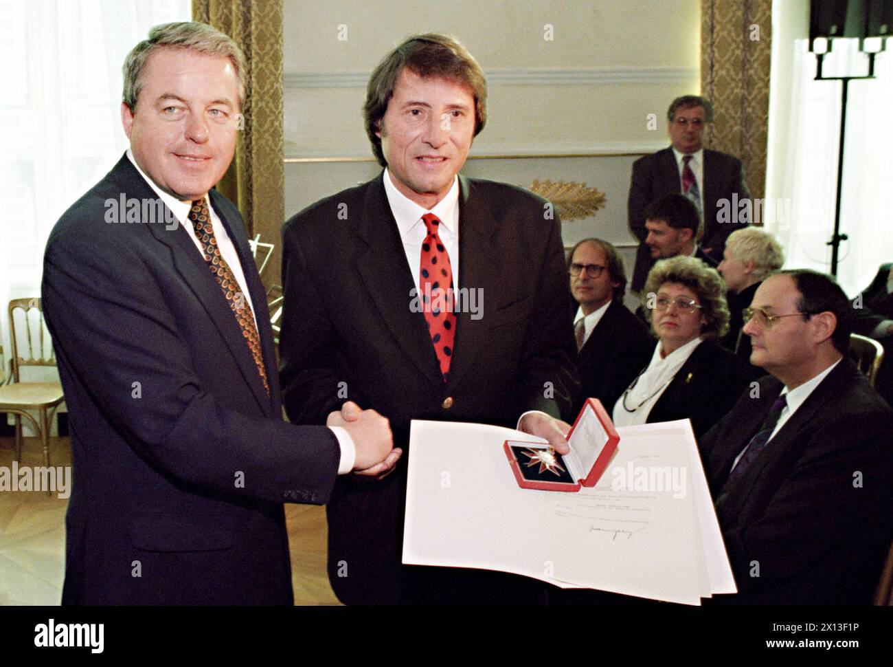 Vienna on February 4th 1995: Austrian singer Udo Juergens (r.) was ...