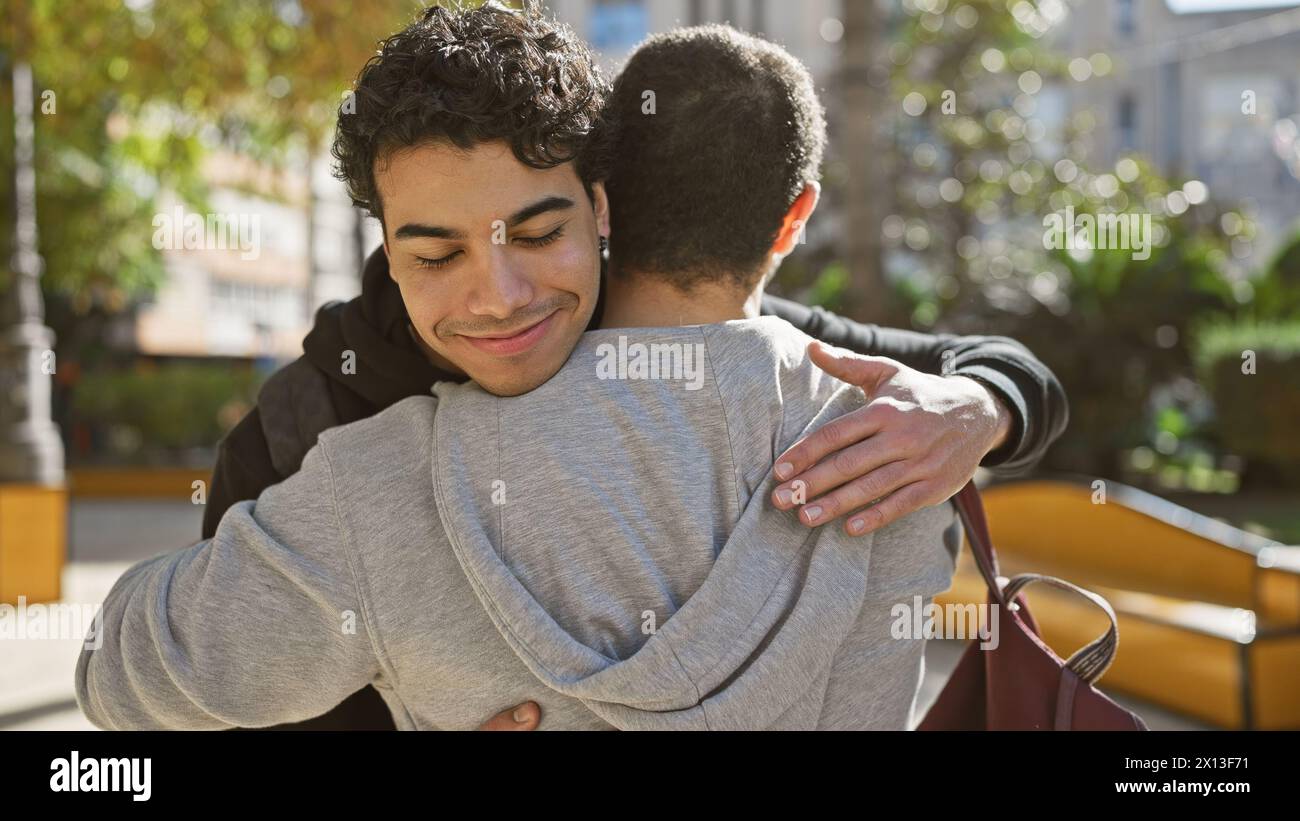 Happy genuine reunion two people hi-res stock photography and images ...