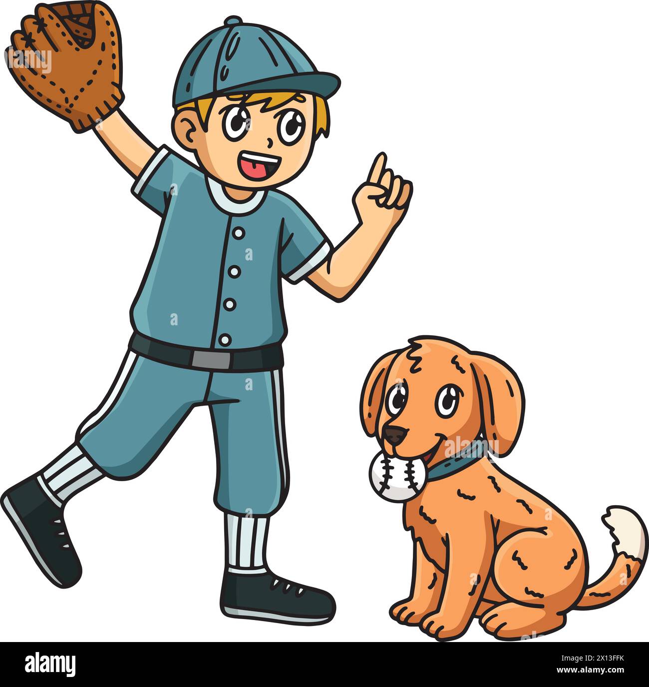 Boy and Dog Biting Baseball Cartoon Clipart Stock Vector Image & Art ...