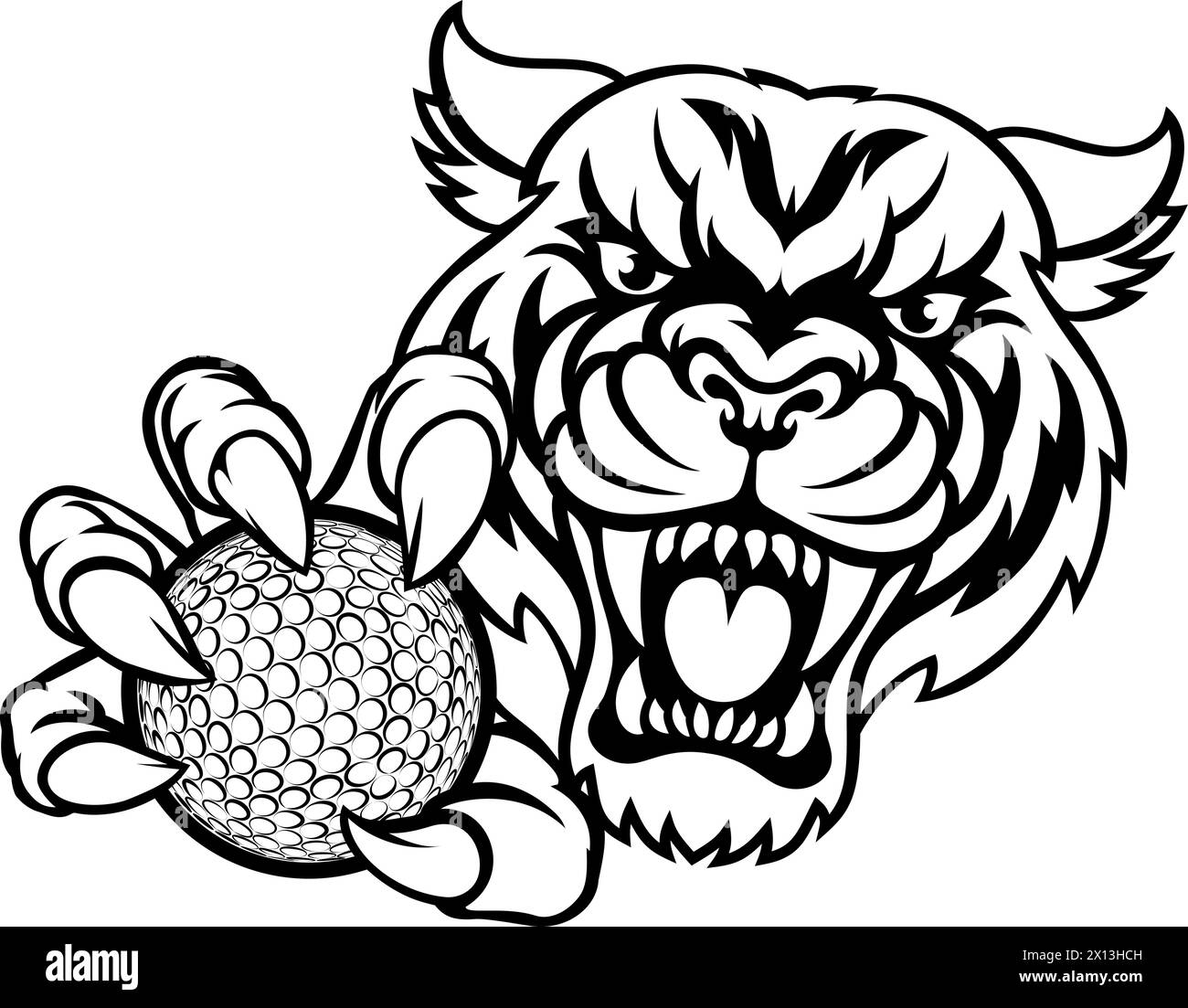 Tiger Cat Animal Sports Golf Ball Mascot Stock Vector Image & Art - Alamy