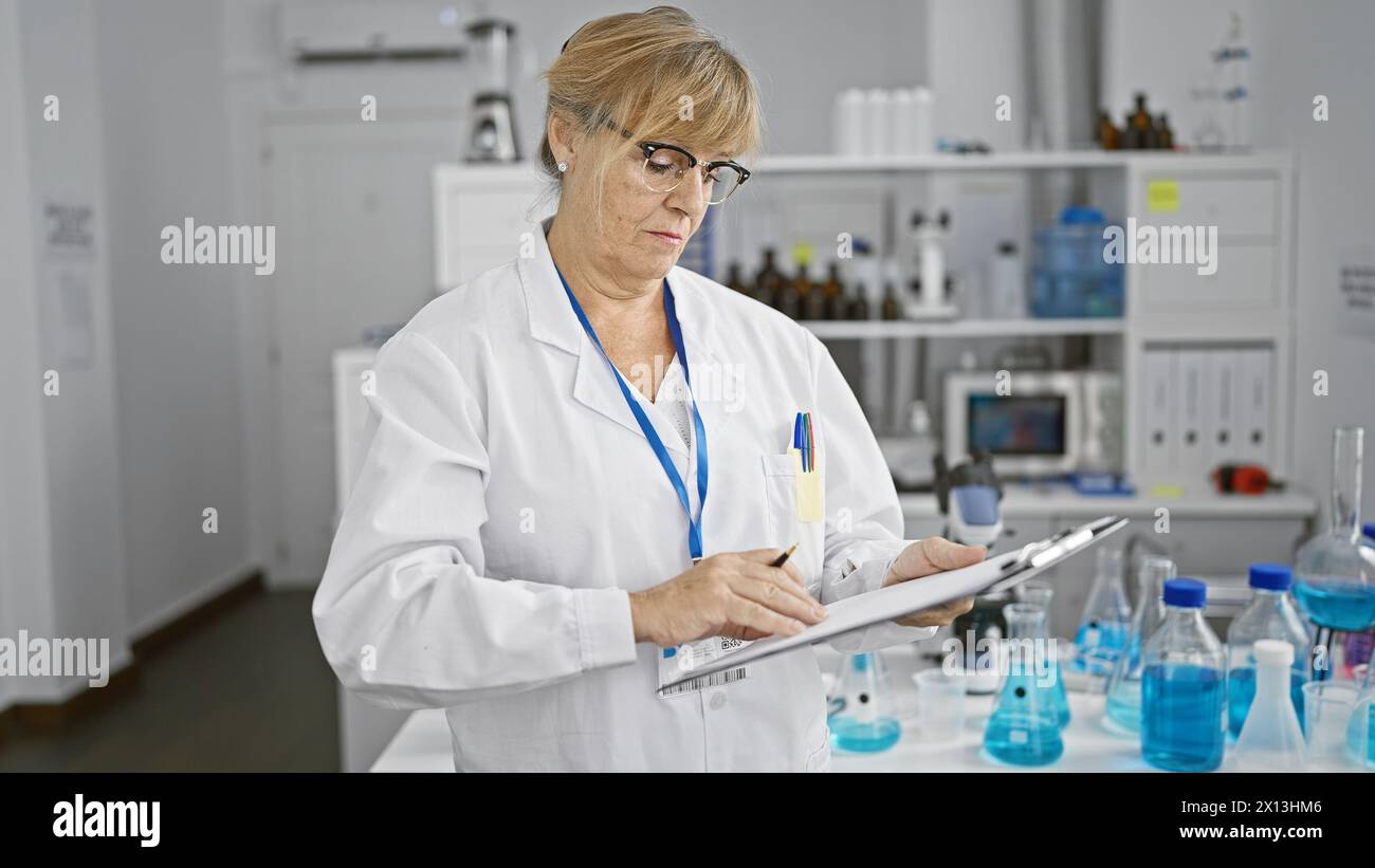 In the pulsing heart of science - beautiful mature blonde scientist ...