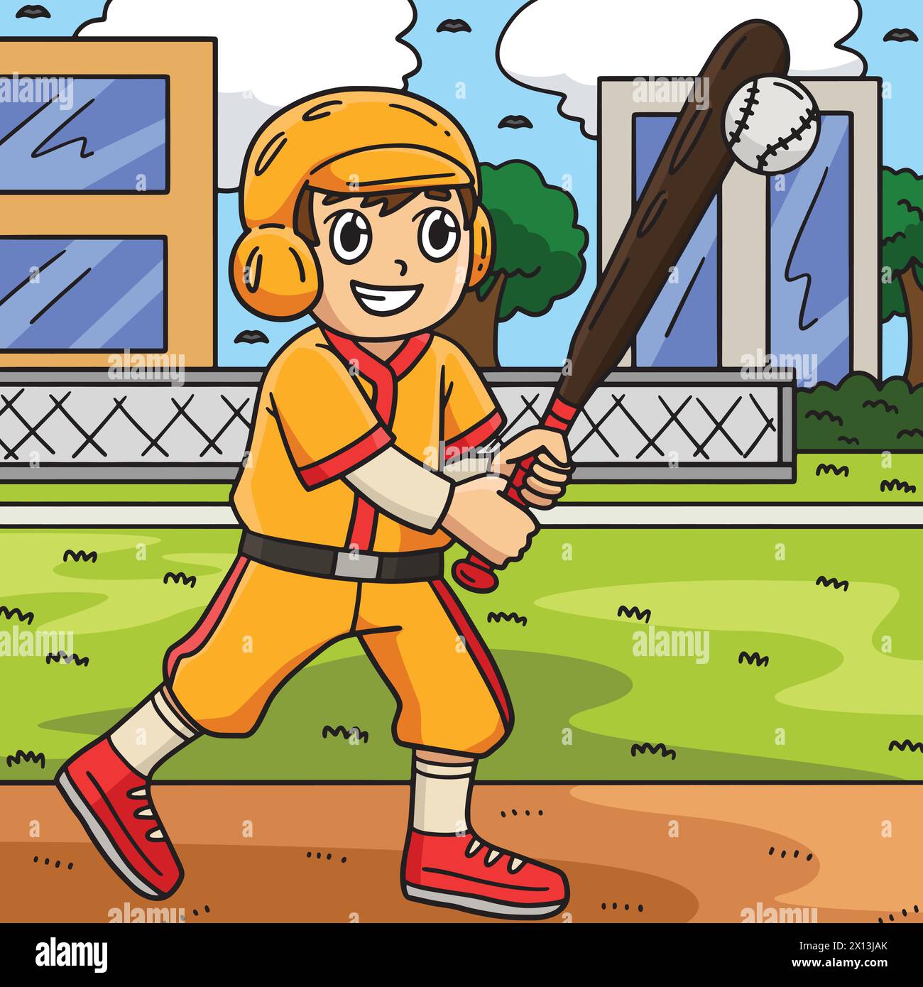 Baseball Hit Clip Art Boy Hitting Baseball Stock Vector Images Alamy