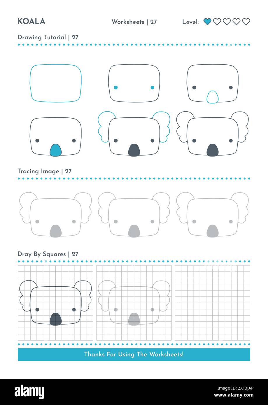 How to Draw Doodle Koala, Cartoon Character Step by Step Drawing ...