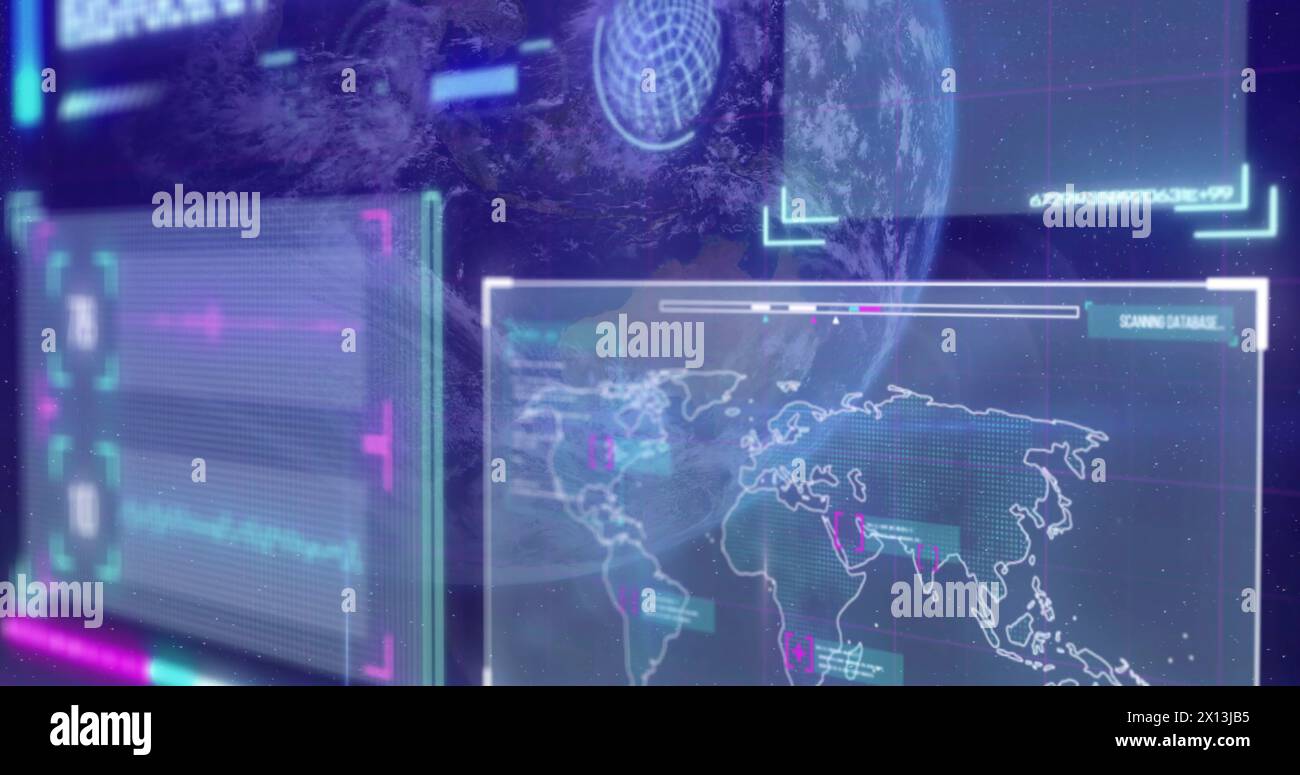 Image of computer data processing over screens Stock Photo - Alamy