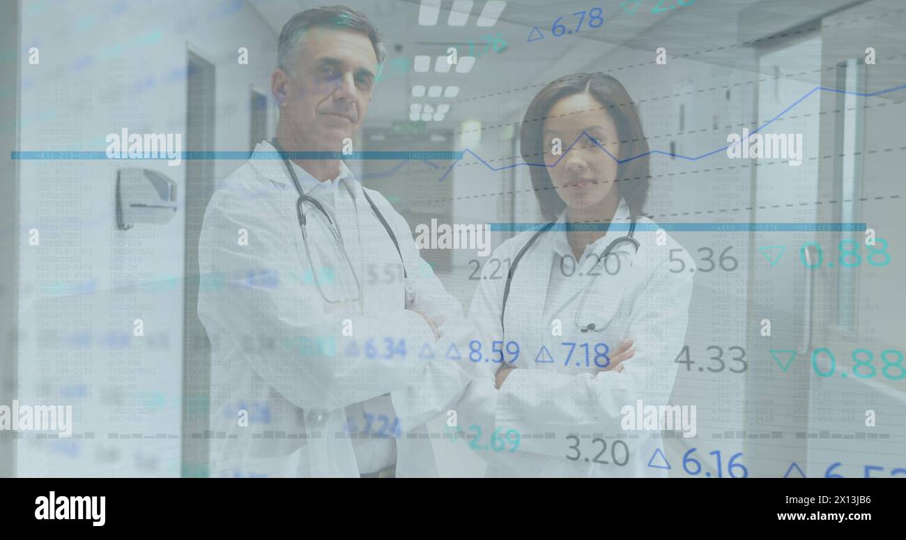 Image of data processing over diverse doctors Stock Photo - Alamy