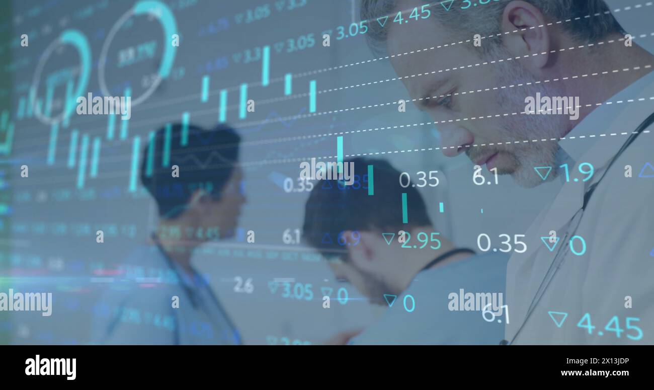 Image of data processing over diverse doctors Stock Photo - Alamy