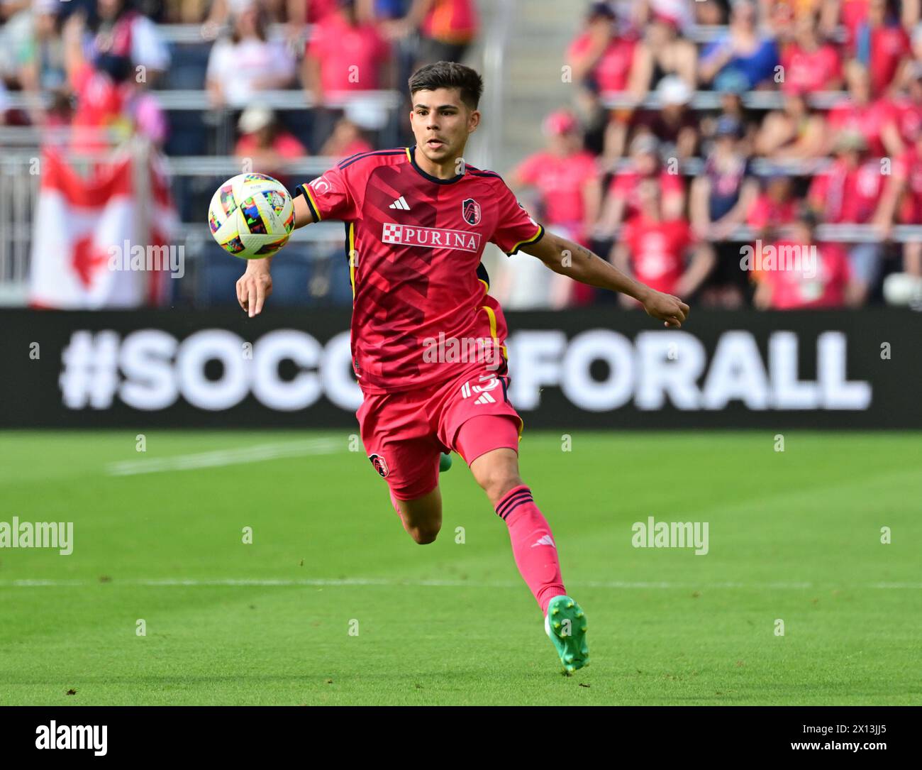 St. Louis, USA. 14th Apr, 2024. St. Louis City midfielder Célio Pompeu ...