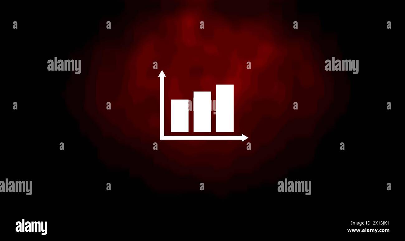 Image of white statistics processing on red and black background Stock ...