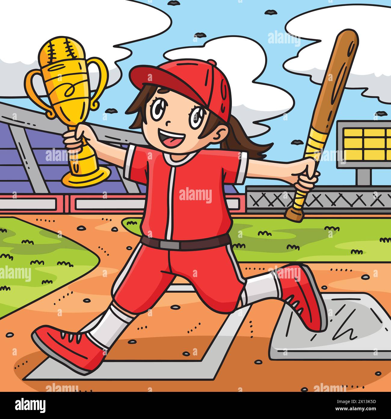 Girl holding baseball bat Stock Vector Images - Alamy
