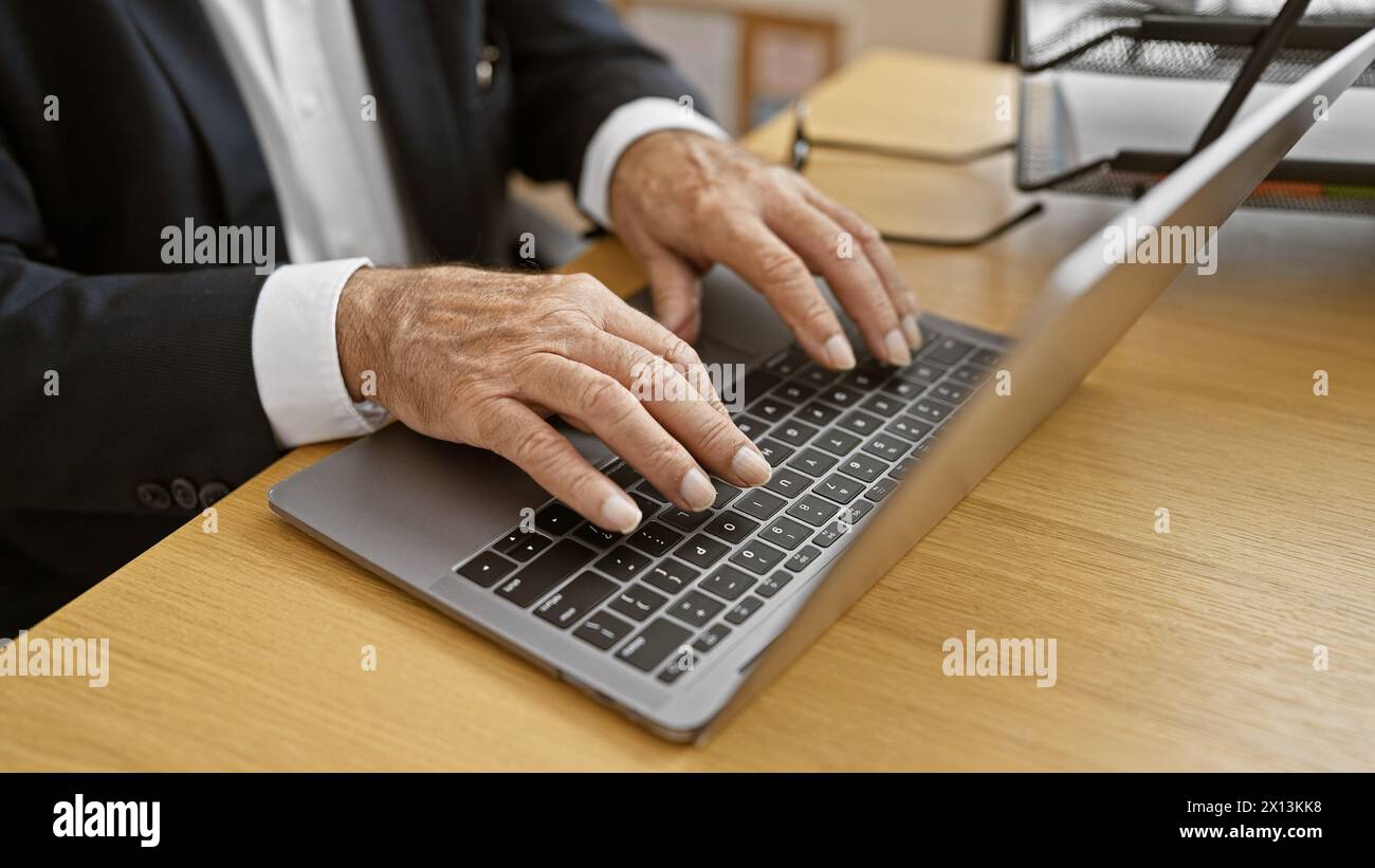Unseen hands of resilient senior man, a working warrior executing ...
