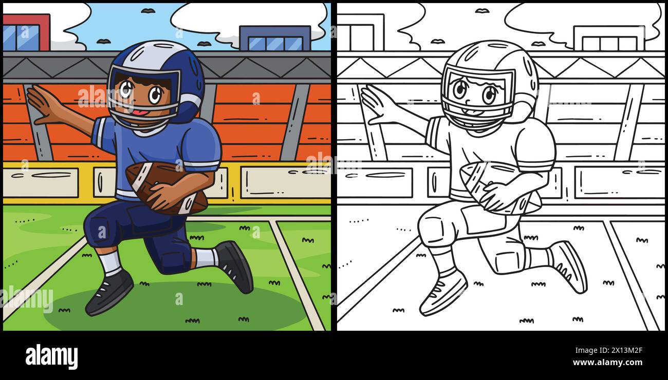 American Football Player Goal Line Illustration Stock Vector Image ...