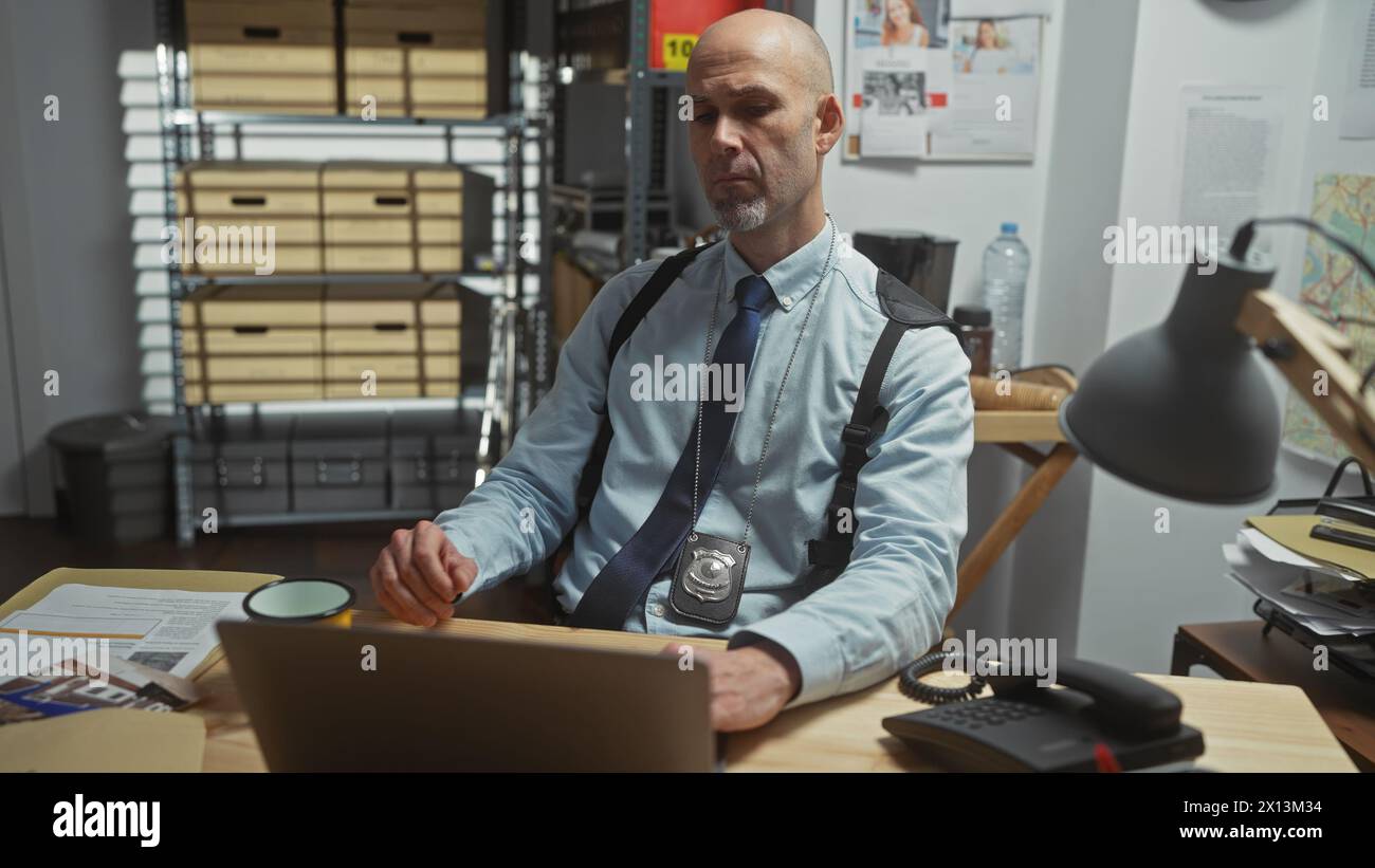 Bald detective man works office hi-res stock photography and images - Alamy