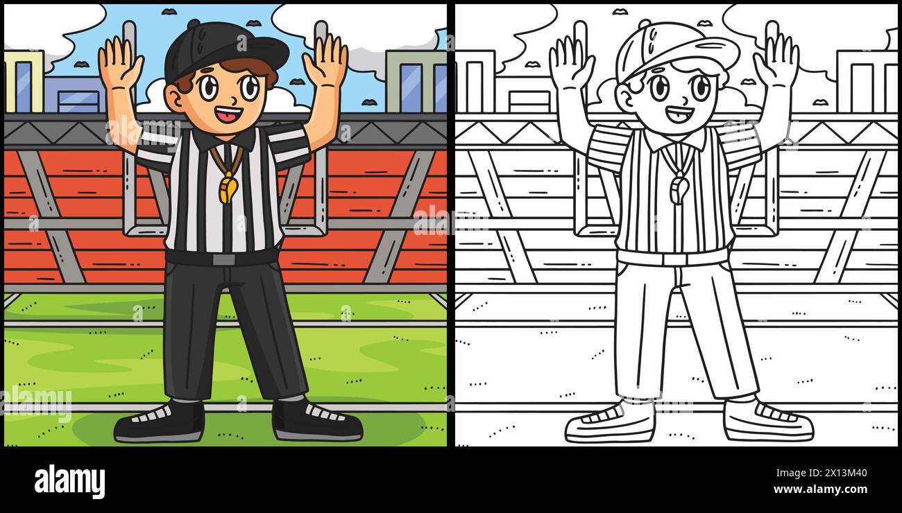 American Football Referee Coloring Illustration Stock Vector Image ...