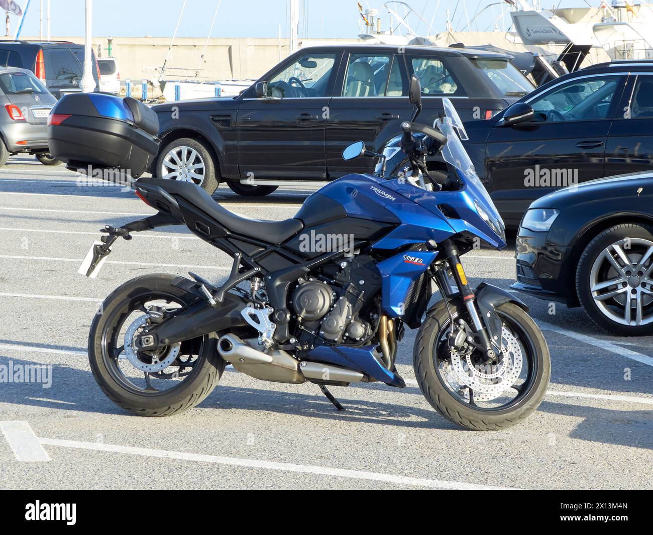 Triumph Tiger Sport parked at the port of Benlamadena (Puerto Marina ...