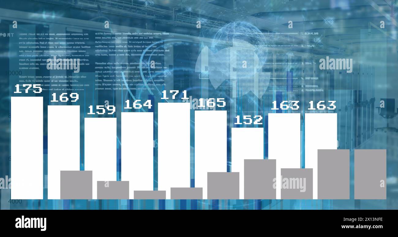 Image of data processing and statistics on dark background Stock Photo ...