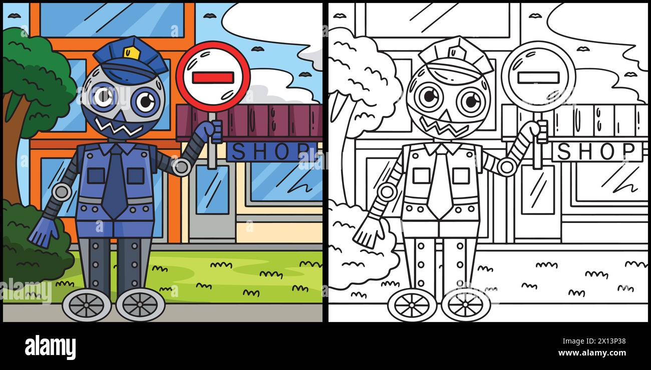 Line art security guard cartoon hi-res stock photography and images - Alamy