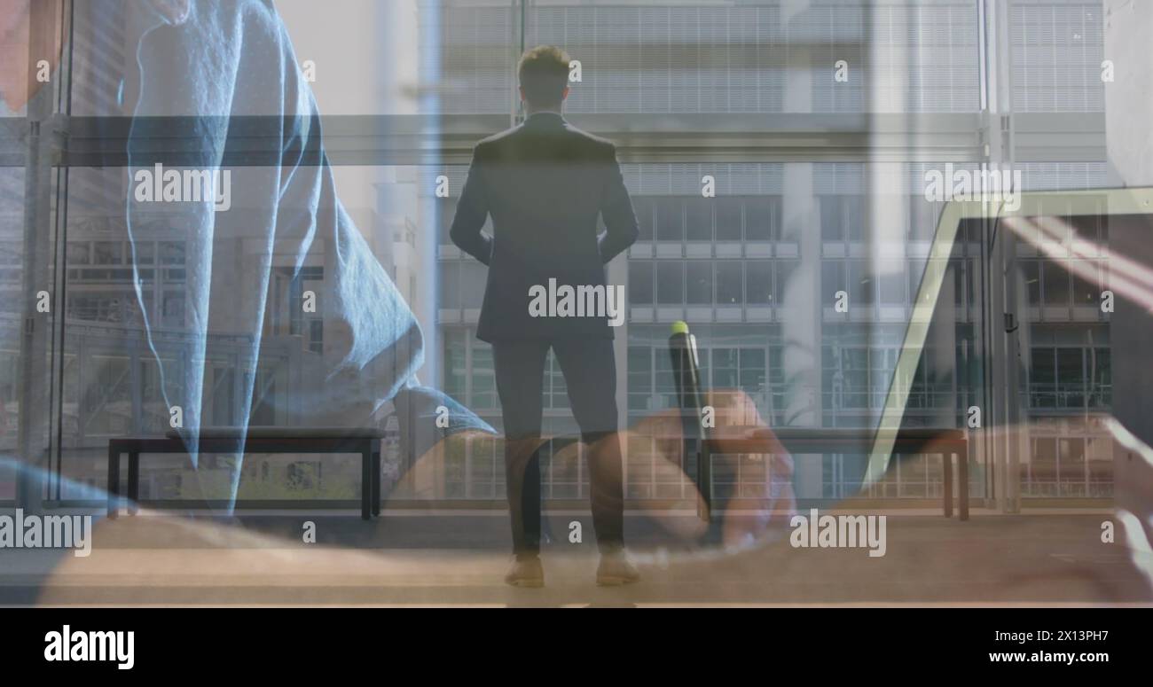 Animation drawing businessman writing over hi-res stock photography and ...